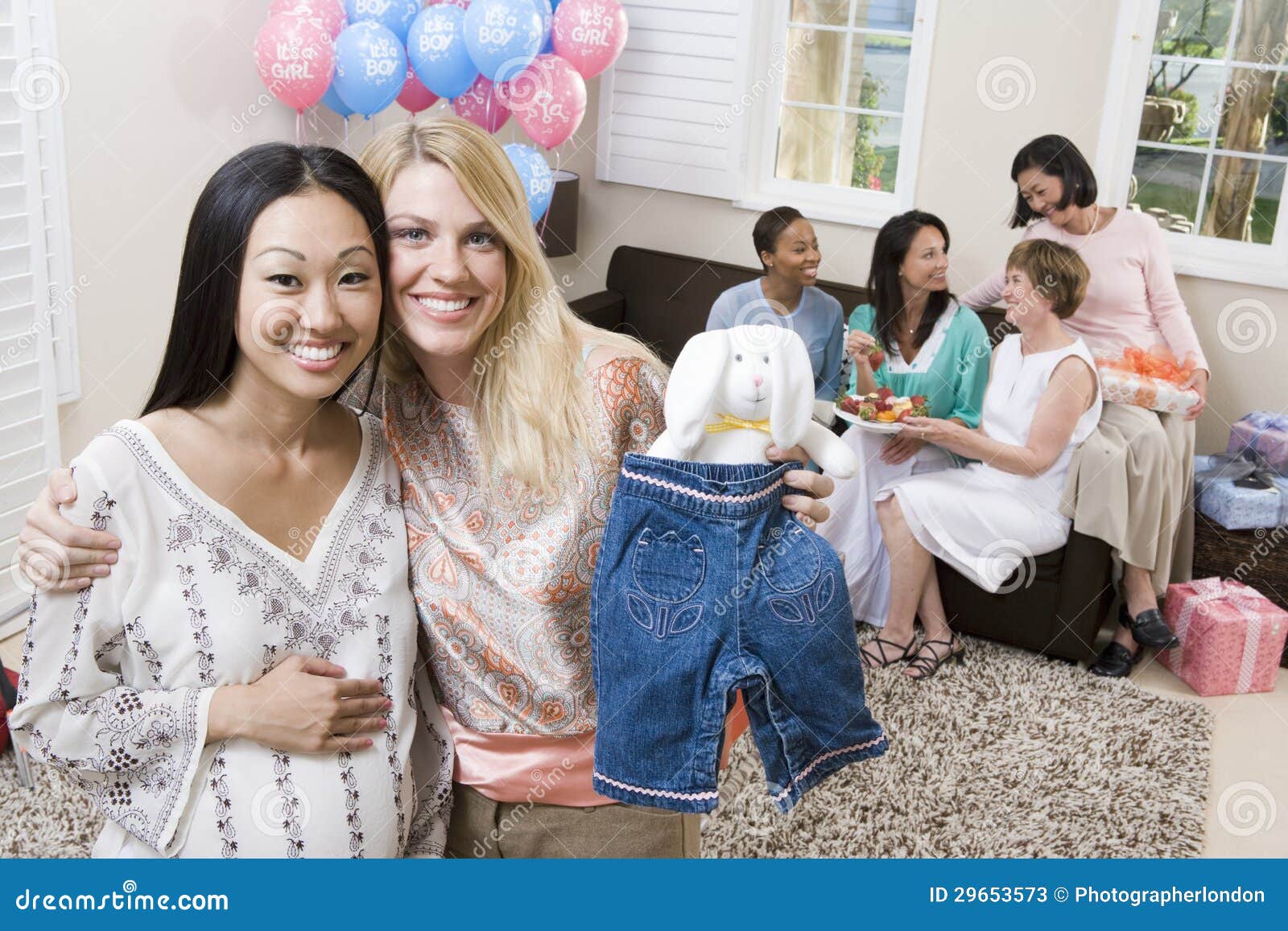 Happy Women at a Baby Shower Stock Image - Image of diverse, clothes ...