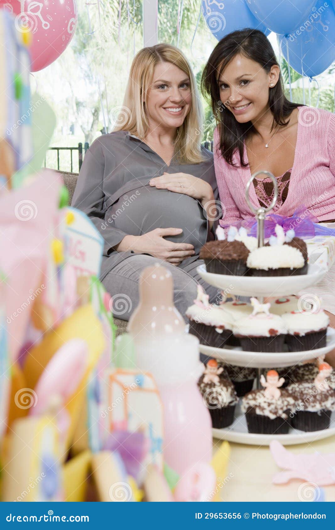 Happy Women at a Baby Shower Stock Photo - Image of looking, happiness ...