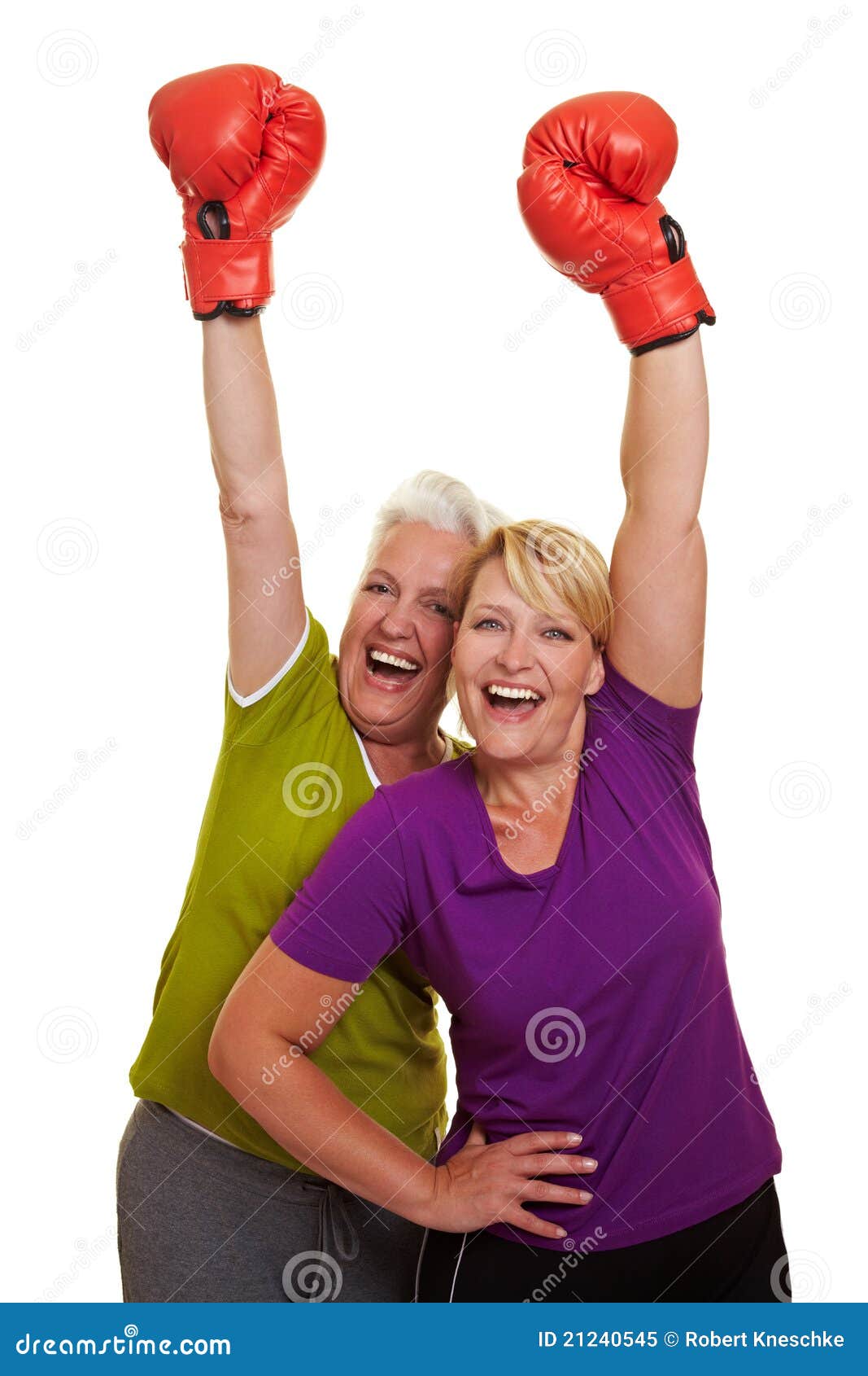 Happy Women Cheering with Red Stock Image - Image of power, security ...