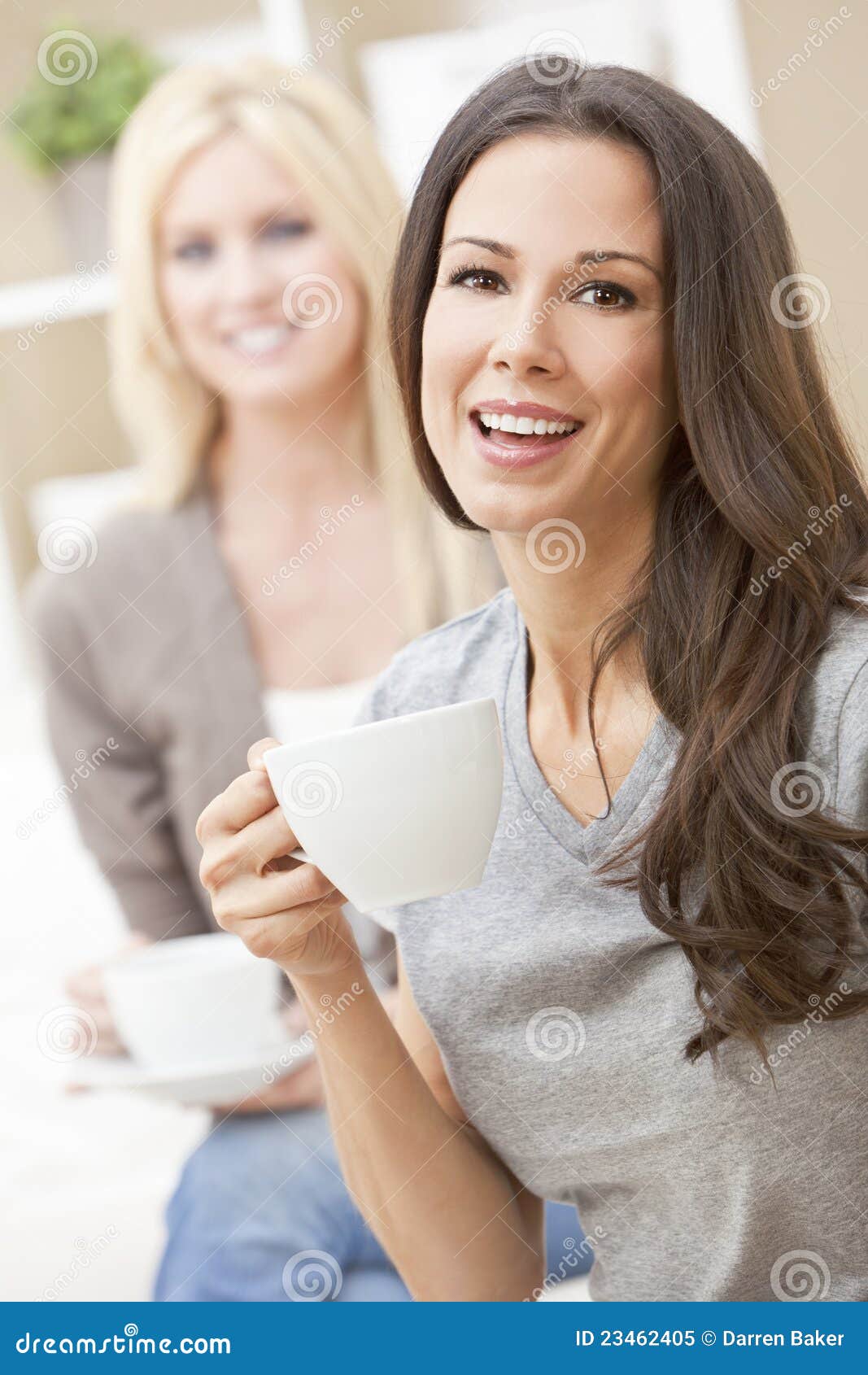 Happy Women Friends Drinking Tea or Coffee Stock Image - Image of ...