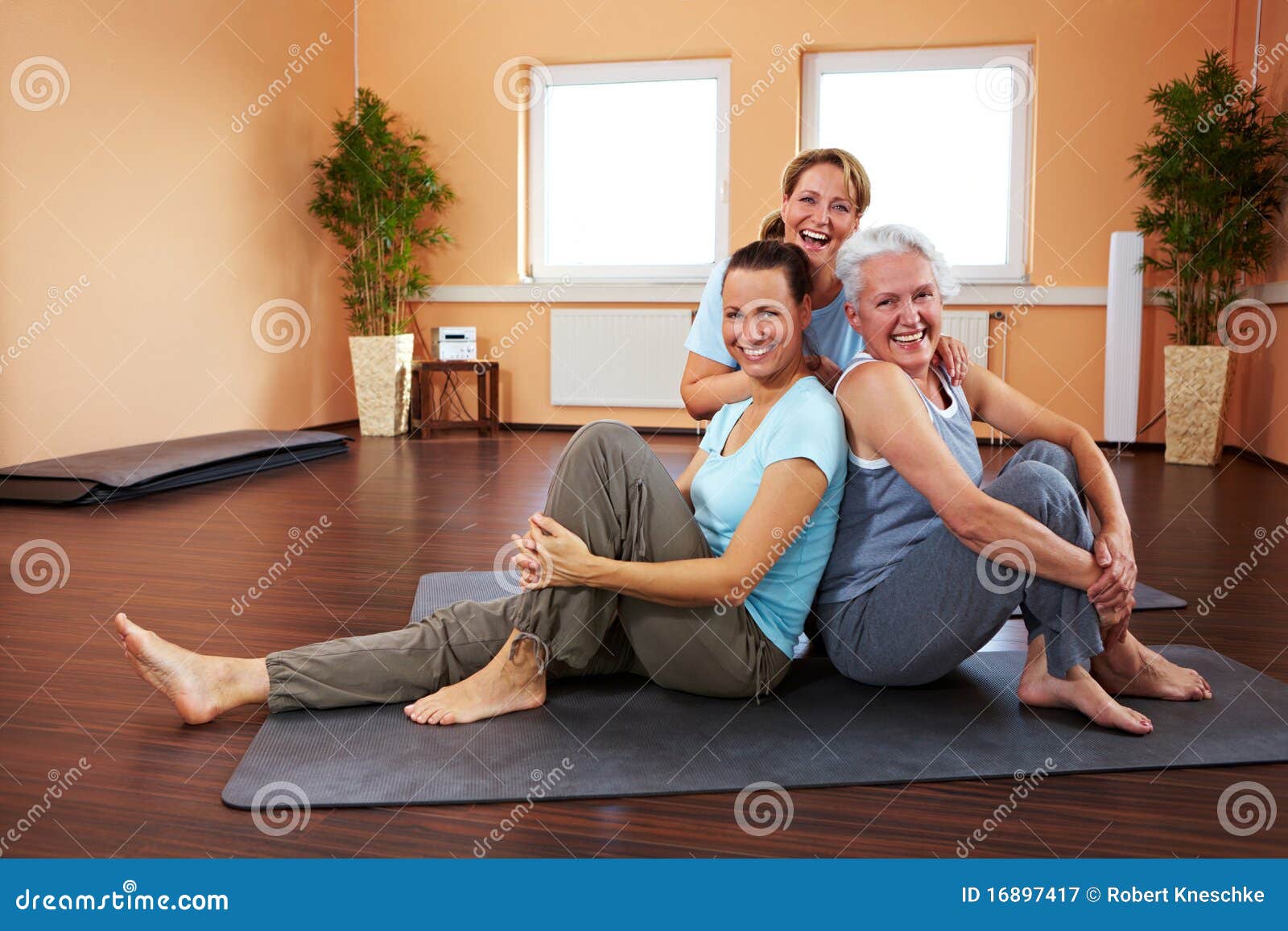 Happy women in a gym stock image. Image of friendship - 16897417