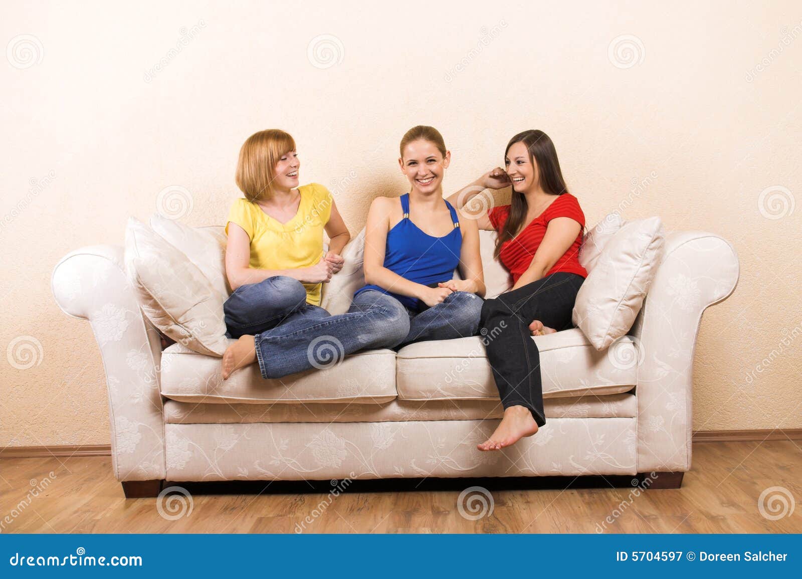 Happy Women in a Living Room Stock Image - Image of female, interior ...