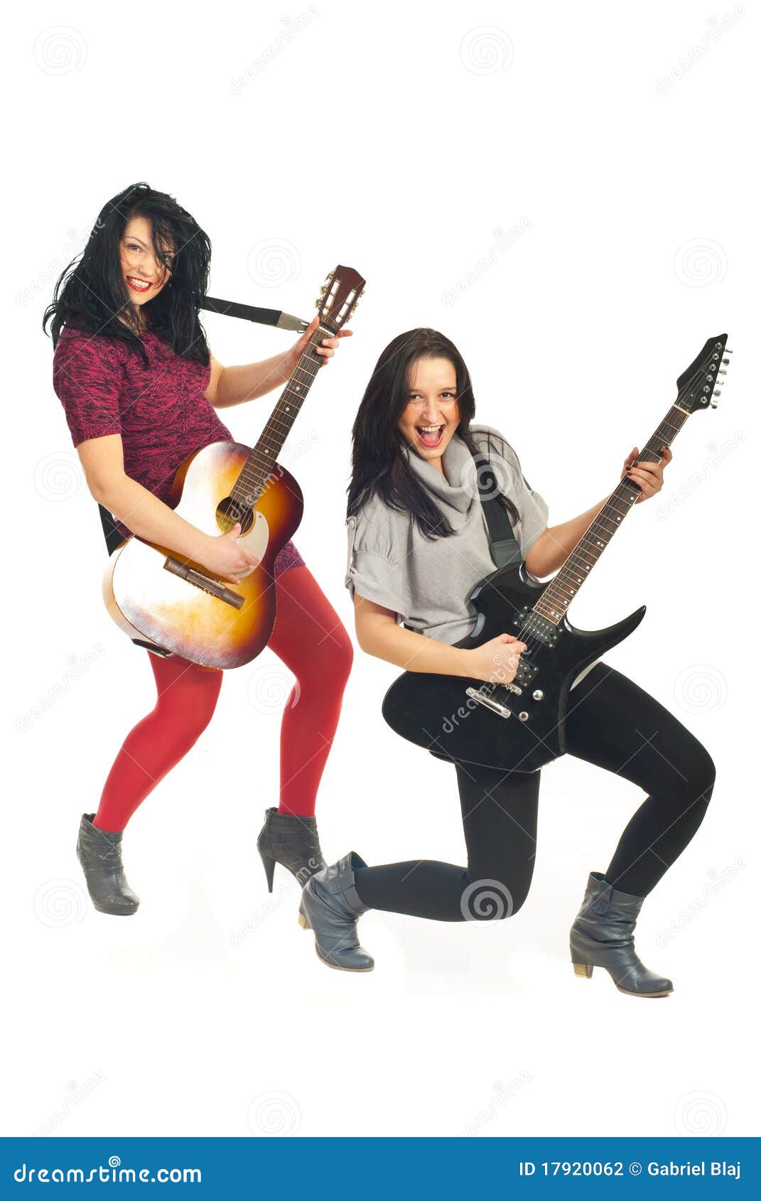 Happy Women Playing Guitars Stock Photo - Image of enjoy, hold: 17920062