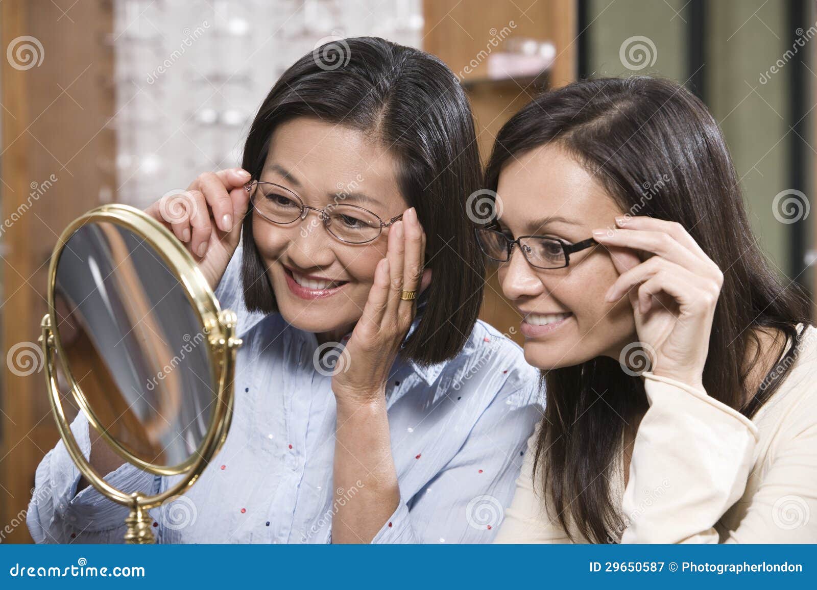 Happy Women Trying Out Spectacles Stock Image - Image of mature ...