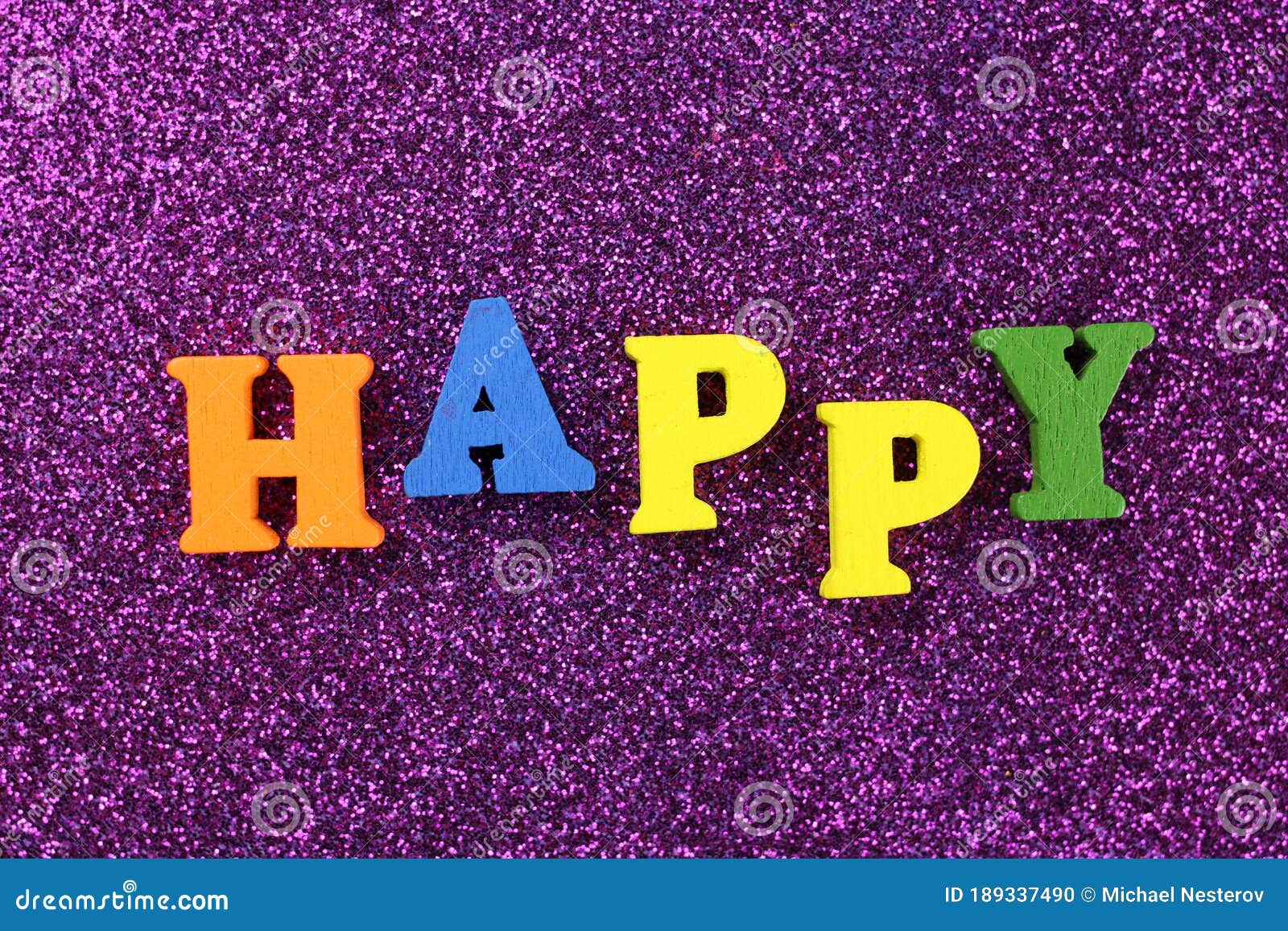 Happy Word Made Up of Bright Colored Letters Stock Photo - Image of ...