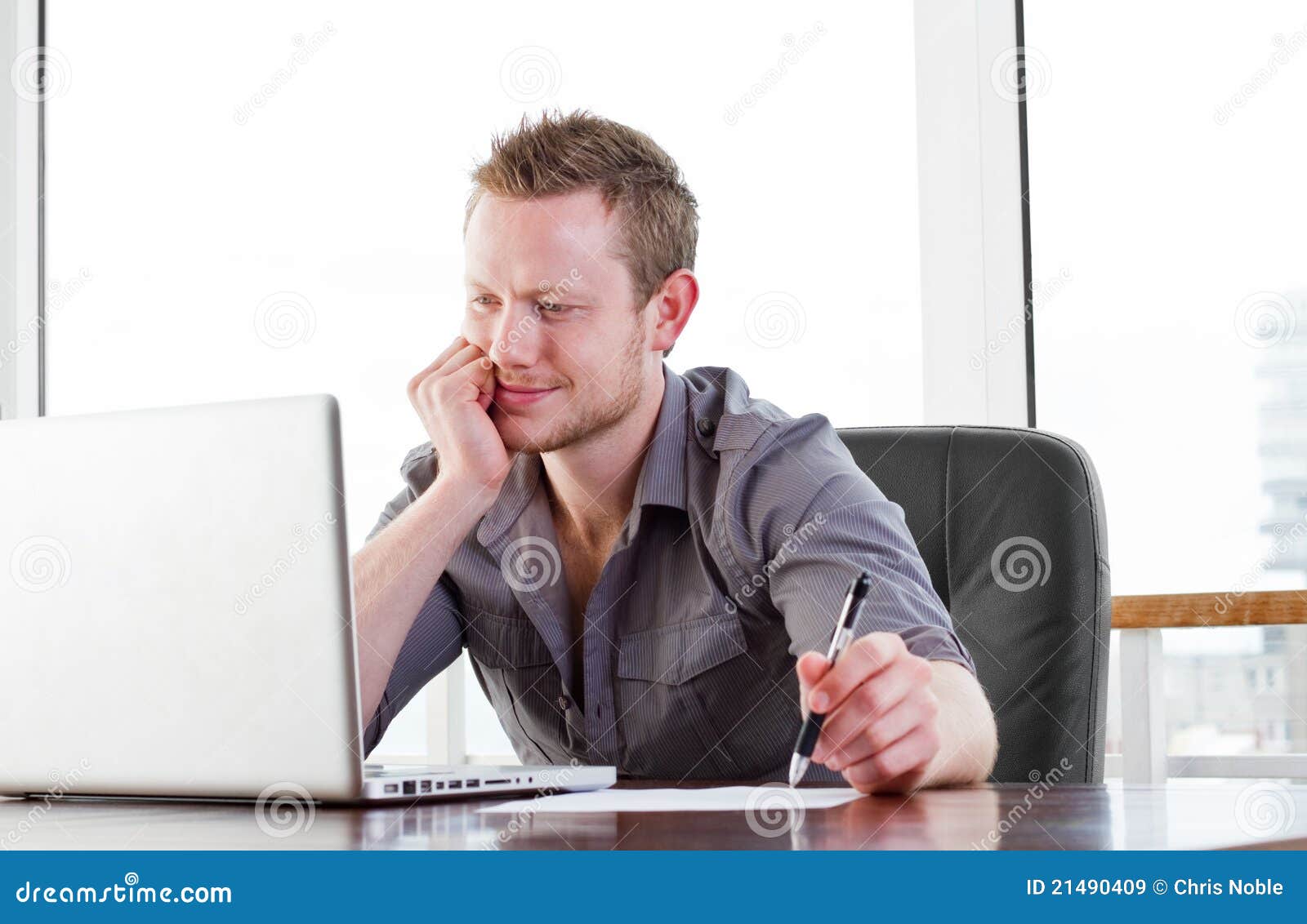 Happy worker stock image. Image of looking, contemplating - 21490409