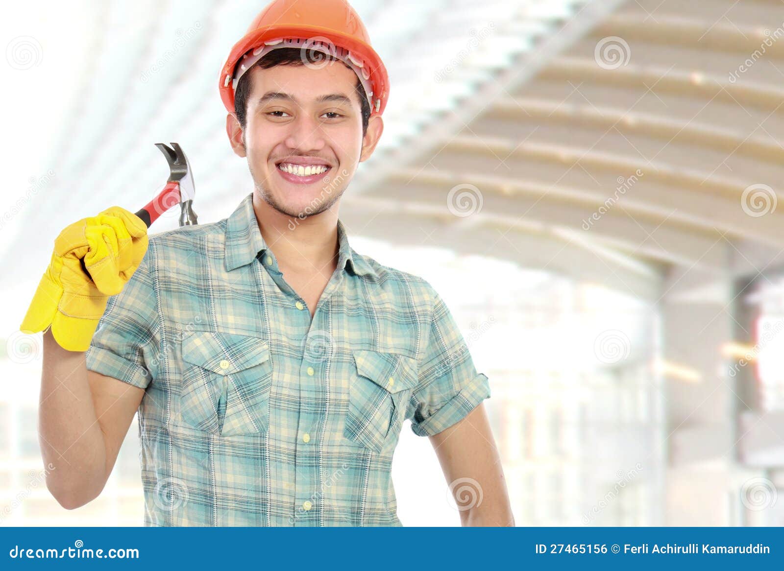 Happy worker stock photo. Image of electrician, industrial - 27465156