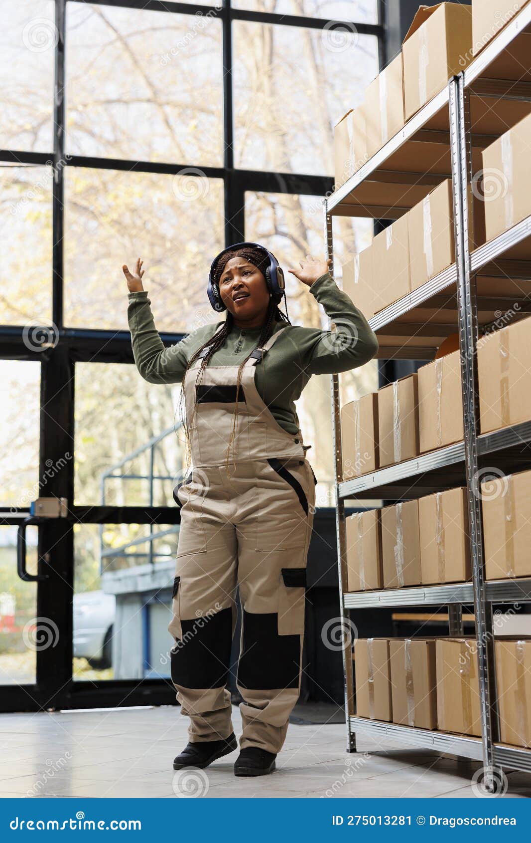 Happy Worker Dancing and Having Fun during Work Break Stock Image ...