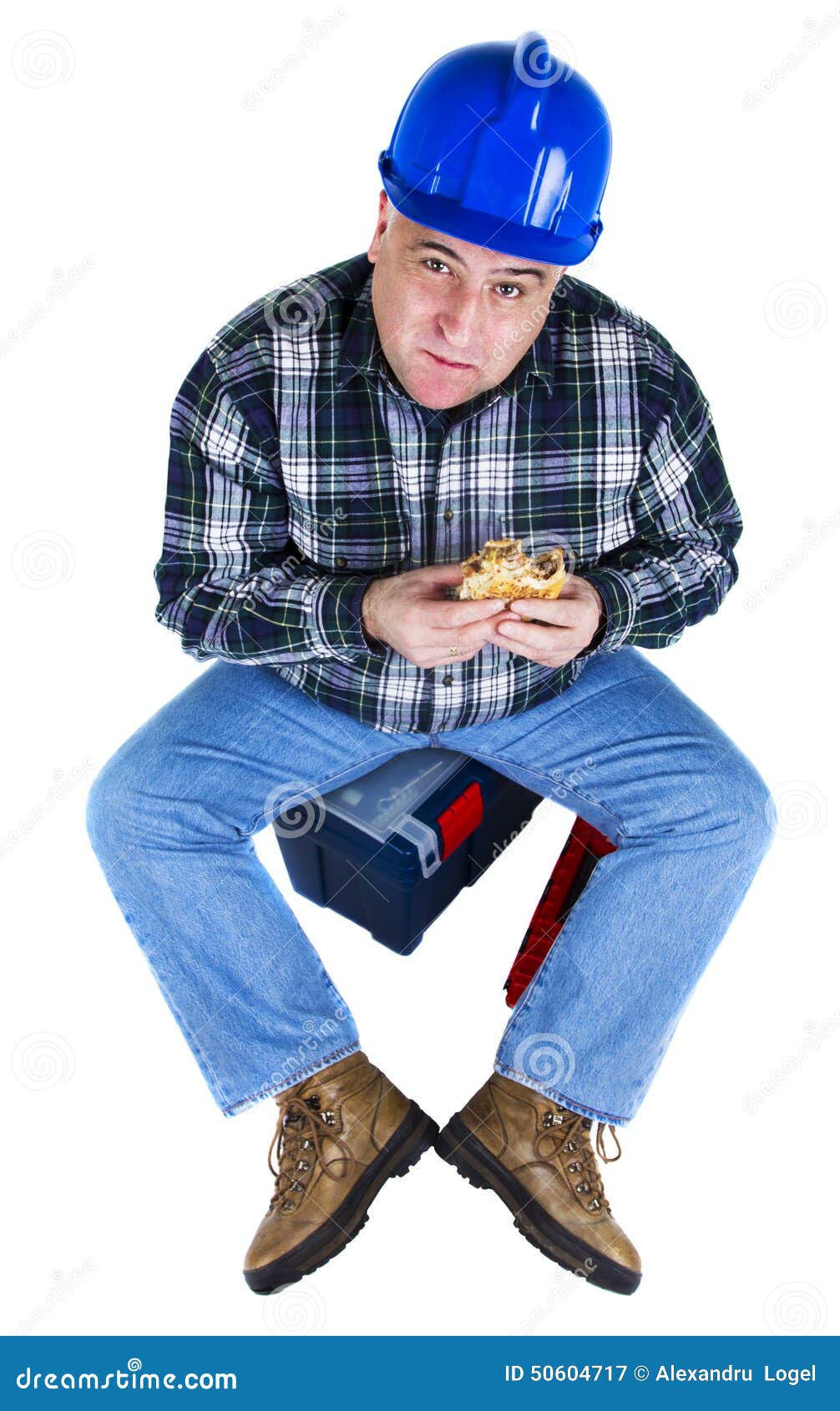 Happy Worker Eating a Hamburger Stock Image - Image of breakfast ...