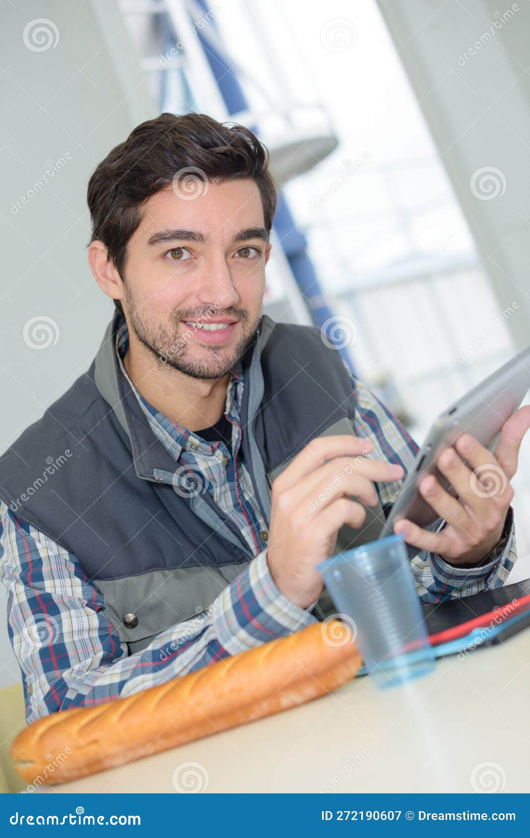 Happy worker having break stock image. Image of work - 272190607
