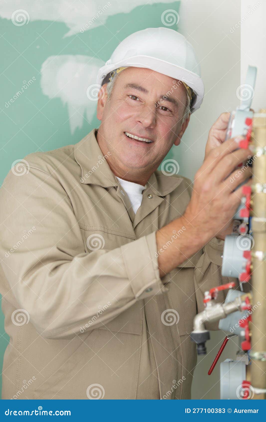 Happy Worker Installing Water Meters in House Stock Image - Image of ...