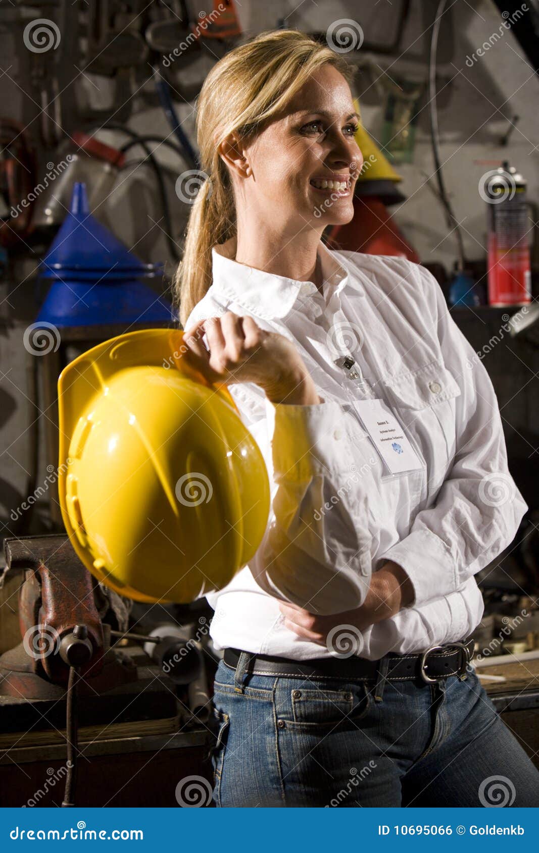 Happy Worker in Maintenance Room Stock Photo - Image of holding ...