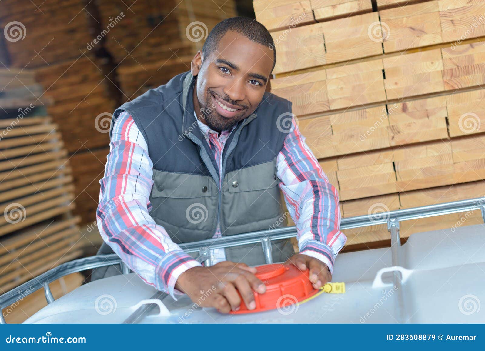 Happy Worker Posing and Smiling Stock Image - Image of company, process ...