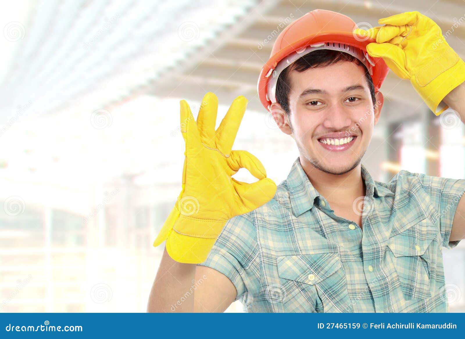 Happy Worker Showing Ok Sign Stock Image - Image of power, site: 27465159