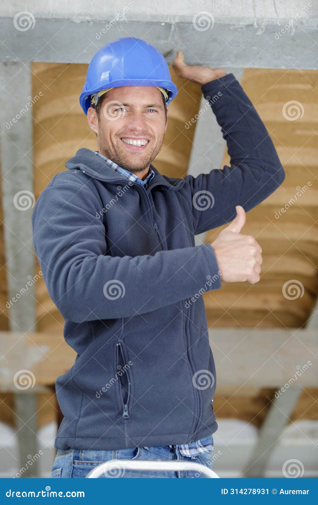 Happy Worker Showing Thumb Up Stock Image - Image of master ...