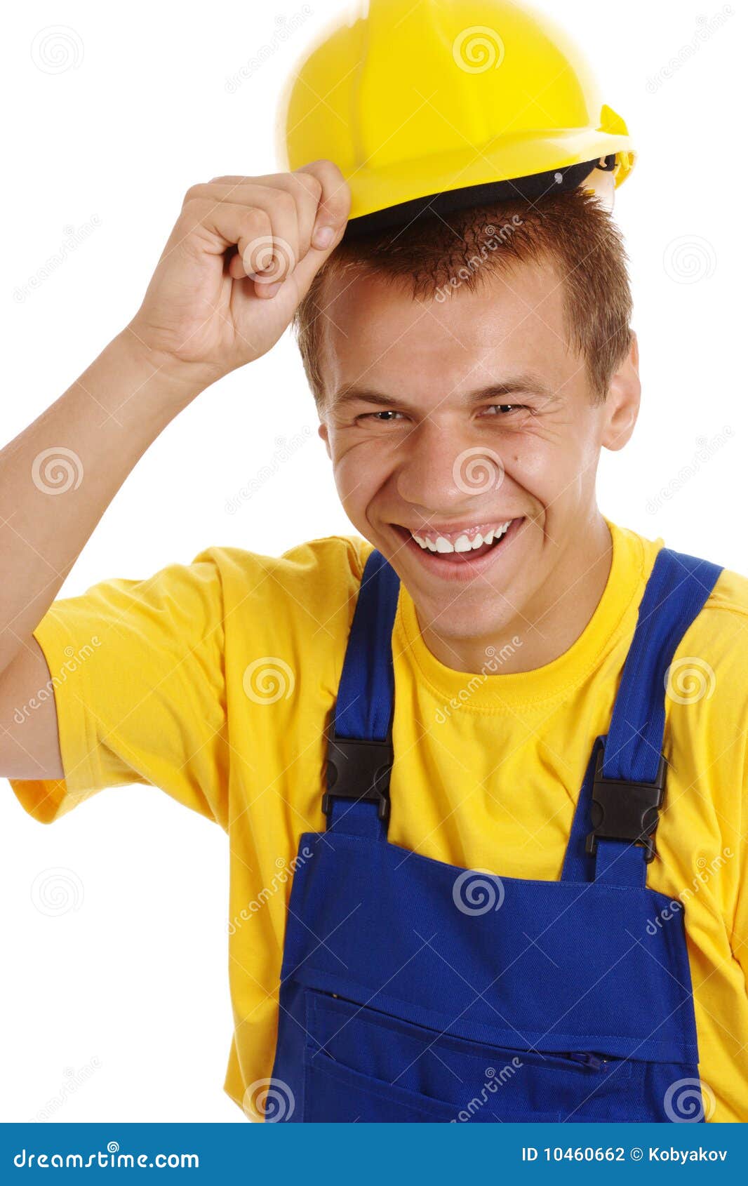 Happy Worker Taking Off His Hard Hat and Smile Stock Photo - Image of ...