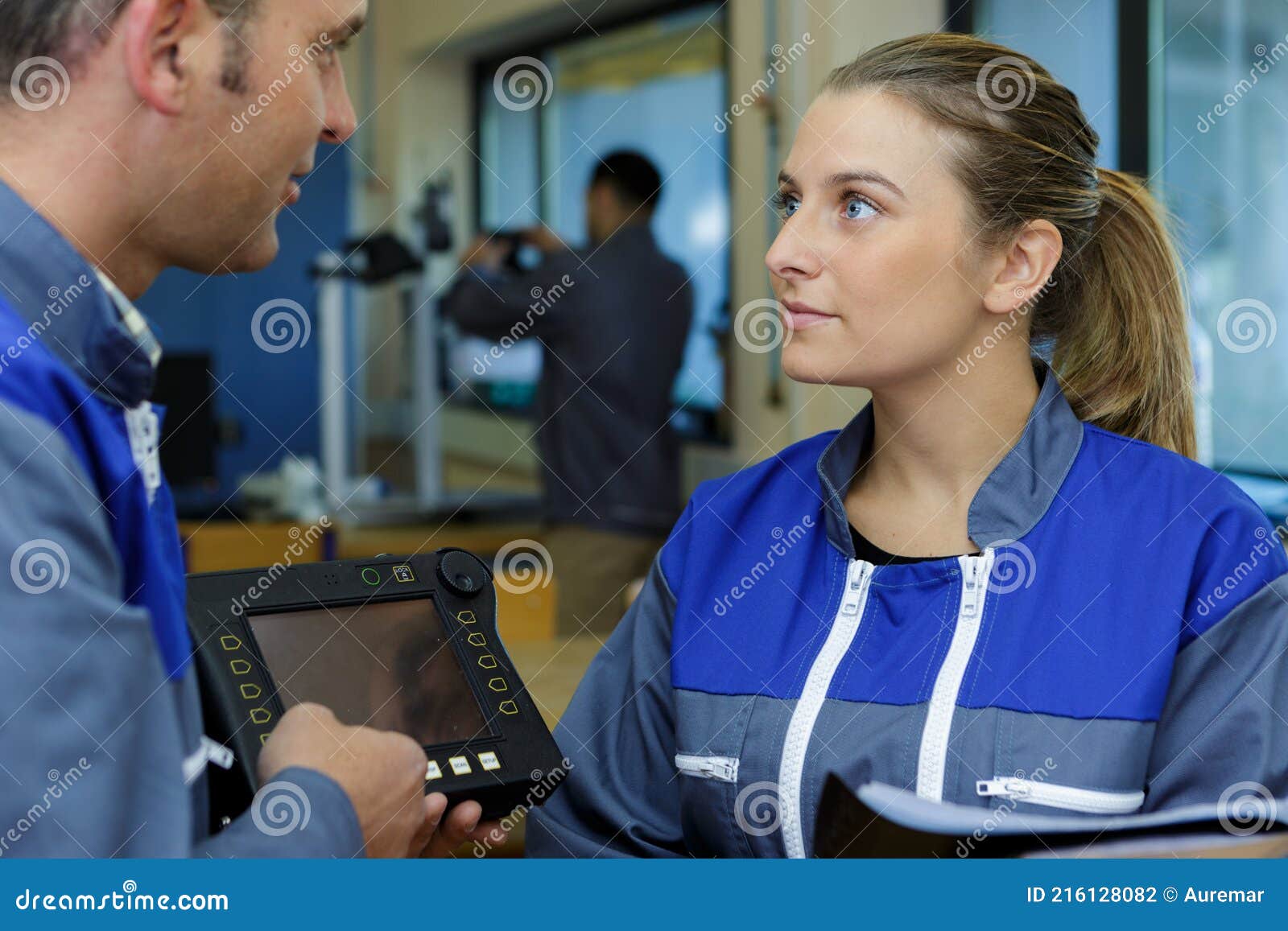 Happy Workers in Auto Repair Shop Stock Photo - Image of auto, pretty ...