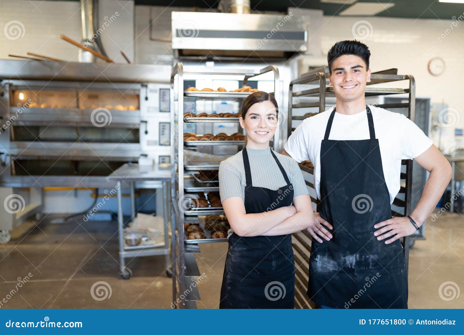 Happy Workers Baking Some Bread Stock Photo - Image of restaurant ...