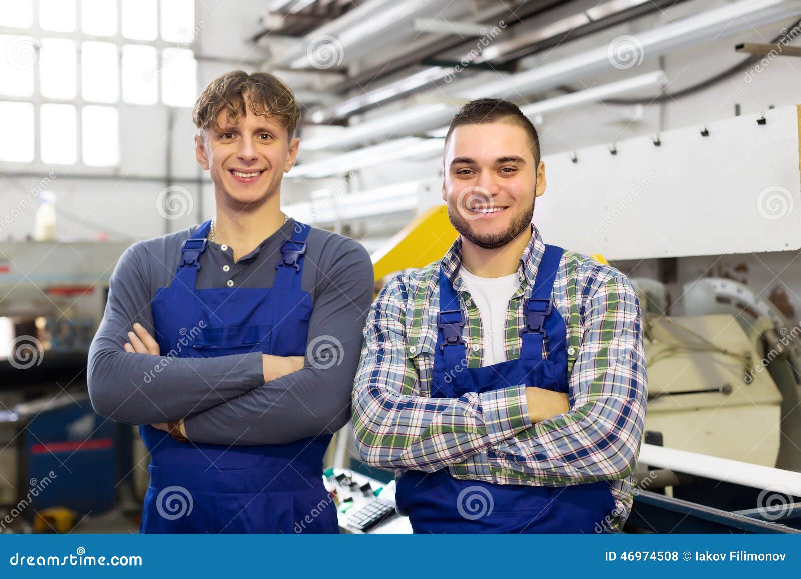 Happy Workers at Modern Industry Plant Stock Photo - Image of person ...
