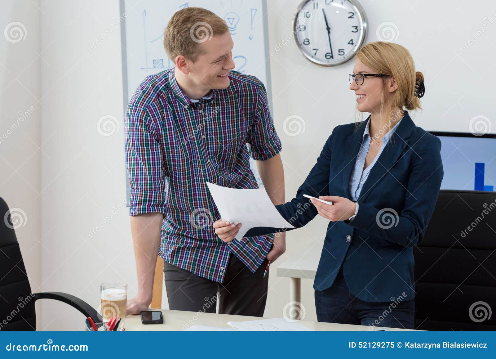 Happy Workers in the Office Stock Image - Image of document, team: 52129275