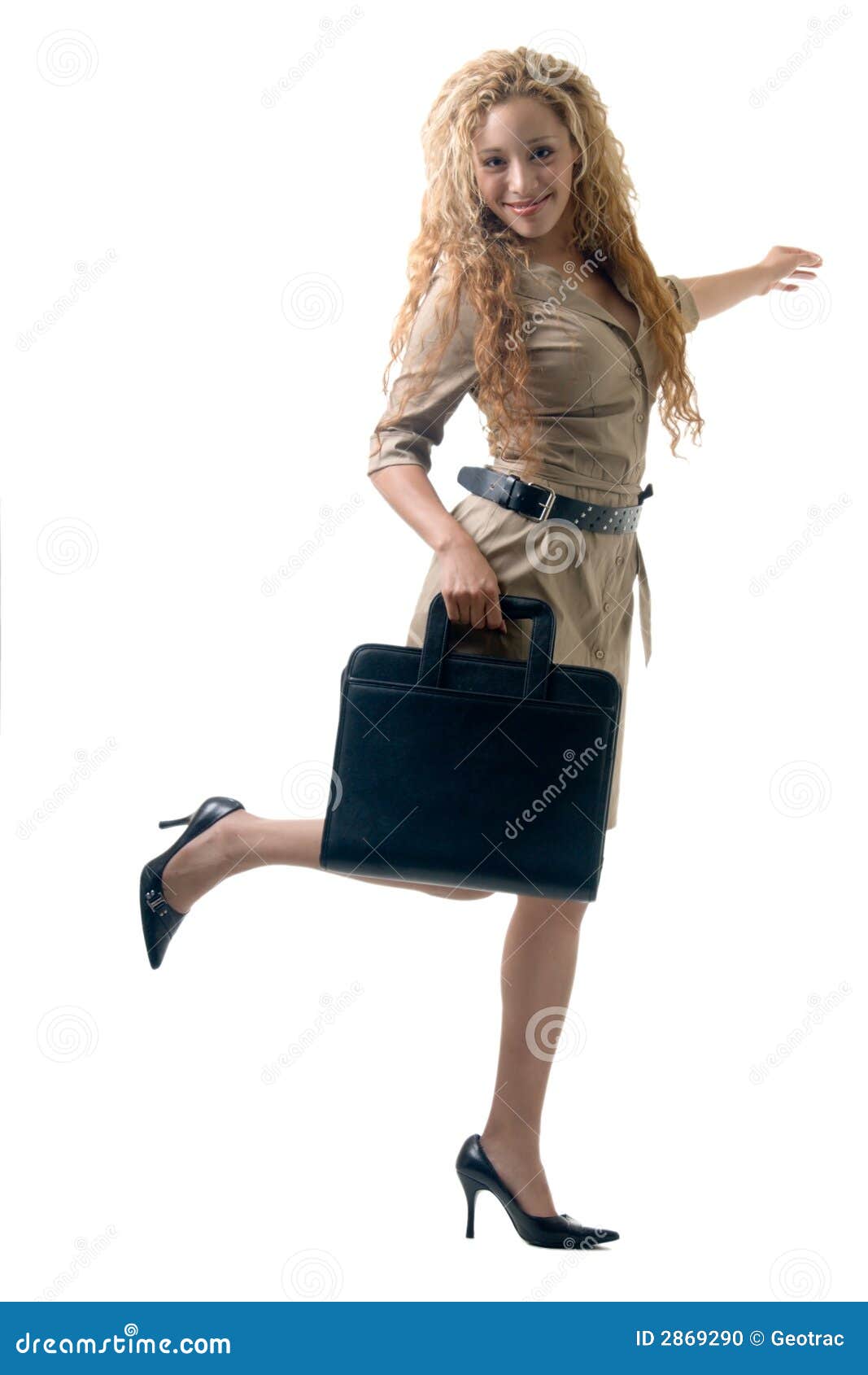 Happy working girl stock photo. Image of hispanic, curly - 2869290