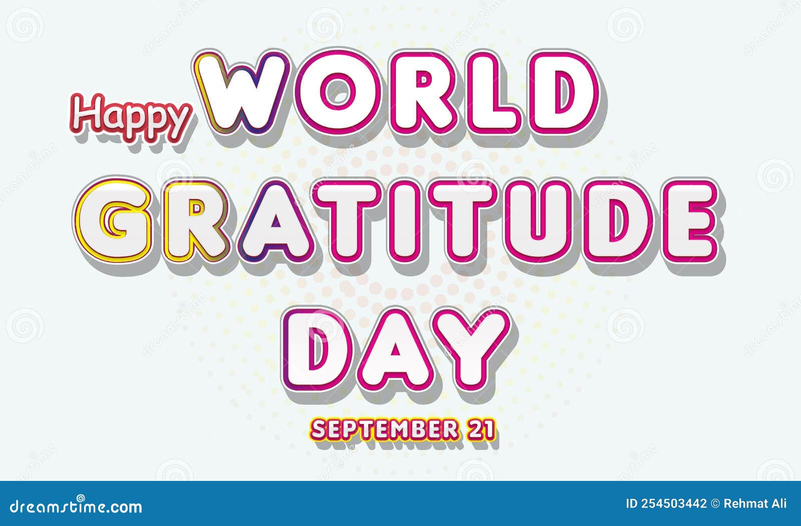 Happy World Gratitude Day, September 21. Calendar of September Text ...