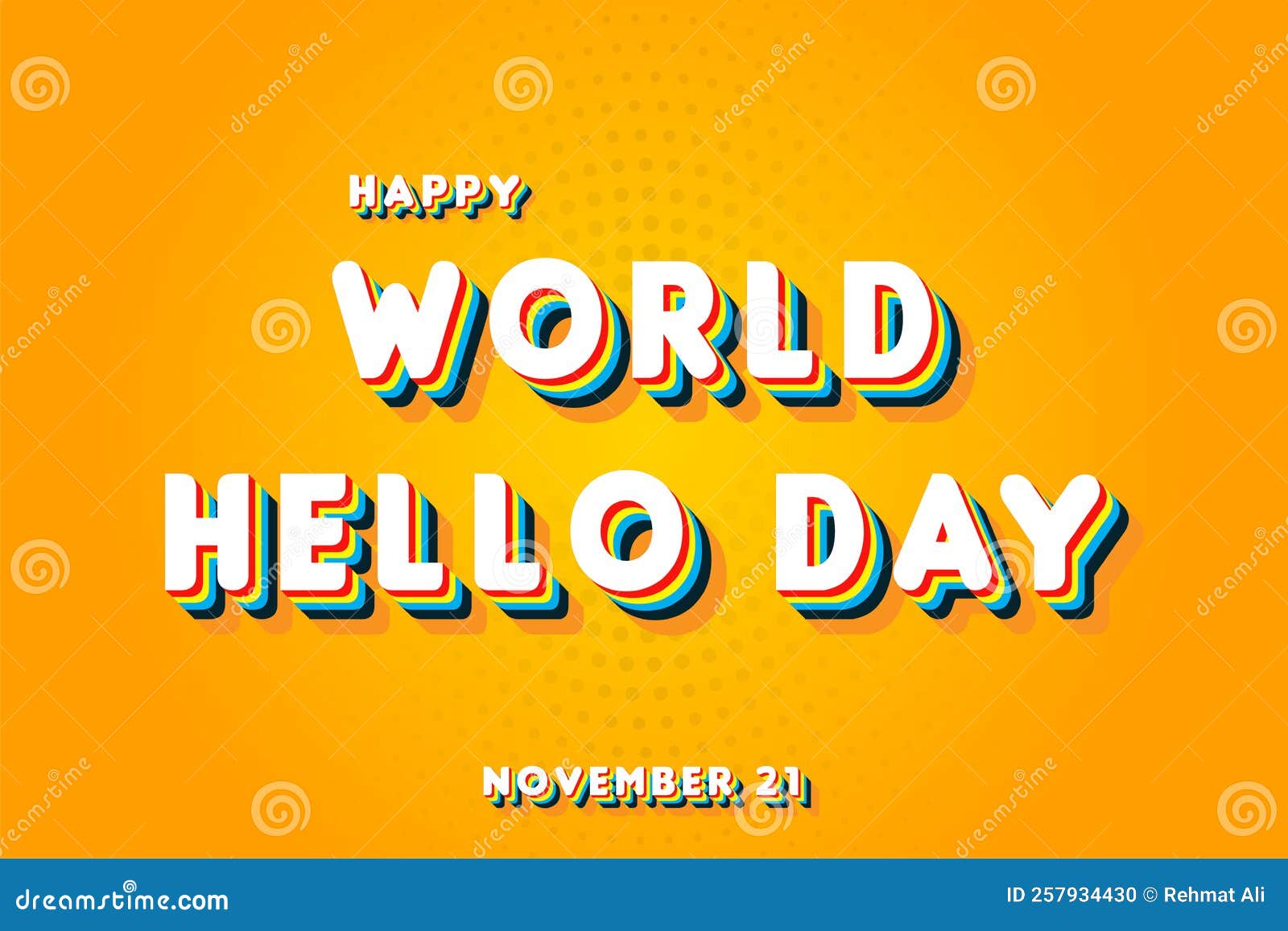 Happy World Hello Day, November 21. Calendar of November Retro Text ...