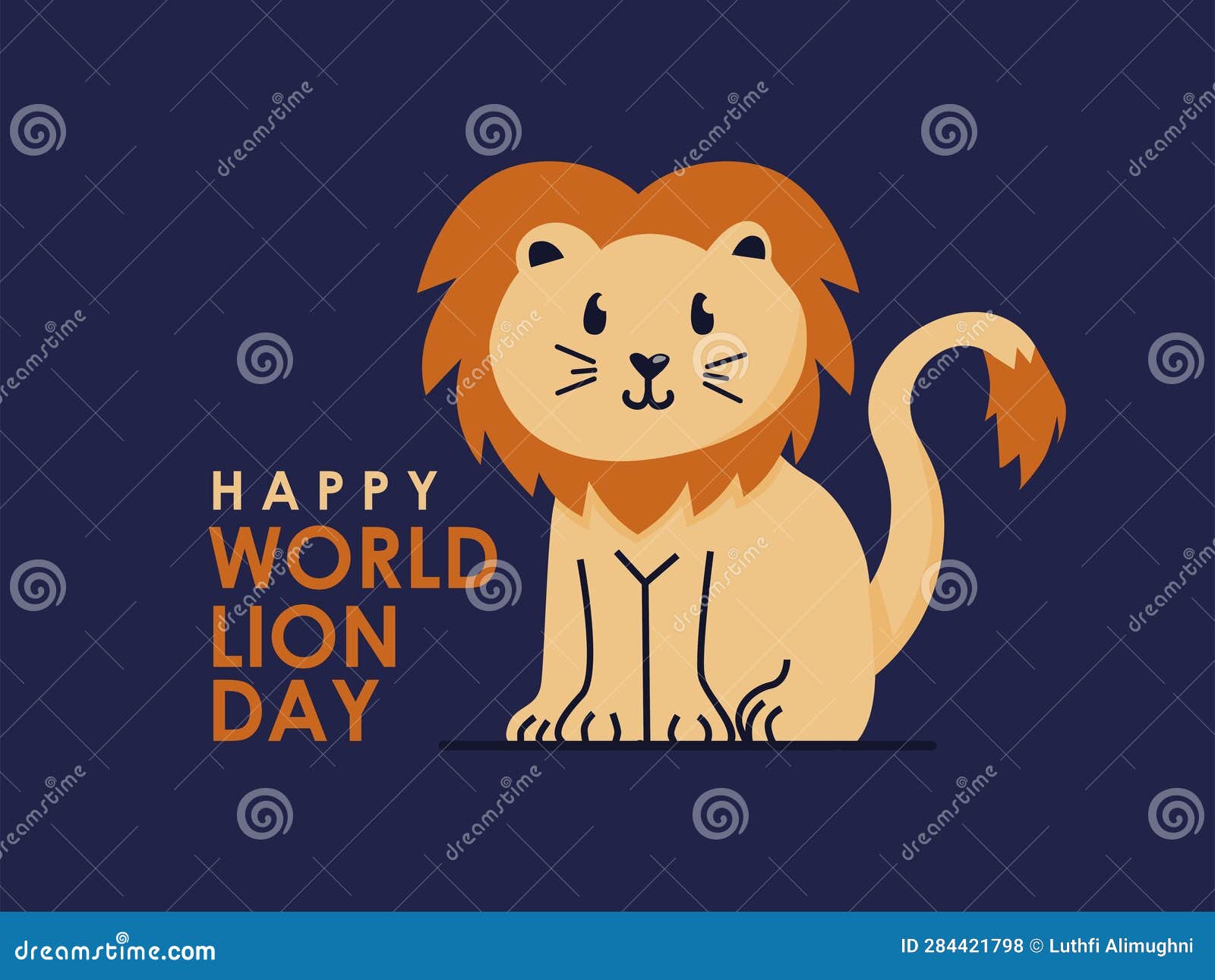 Happy World Lion Day Background Template Vector Stock Vector ...