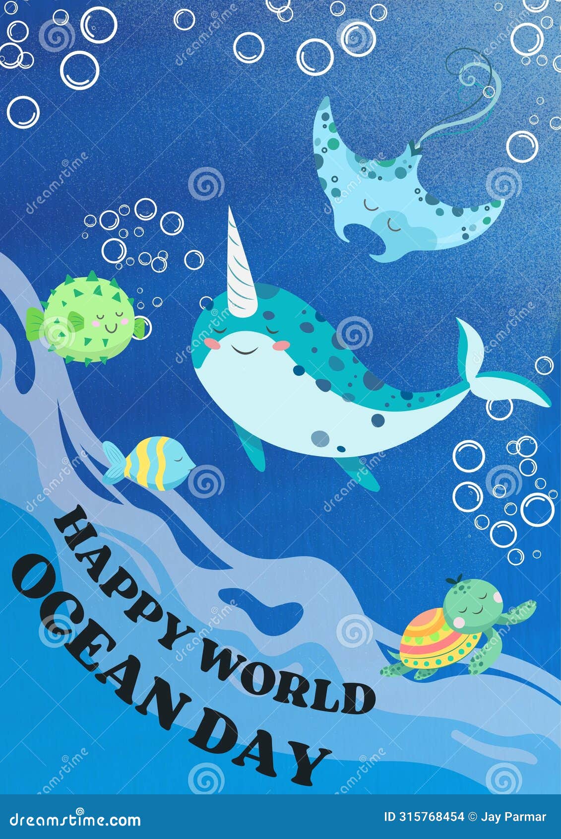Happy World Ocean Day Poster Stock Illustration - Illustration of bird ...
