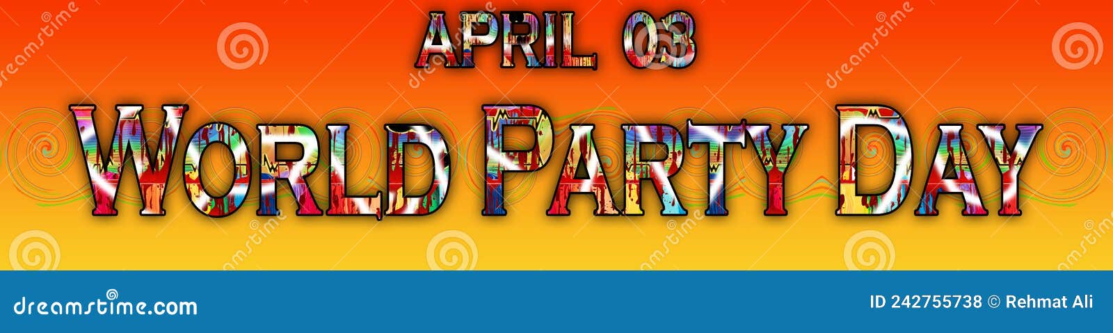 03 April, World Party Day, Text Effect on Background Stock Illustration ...