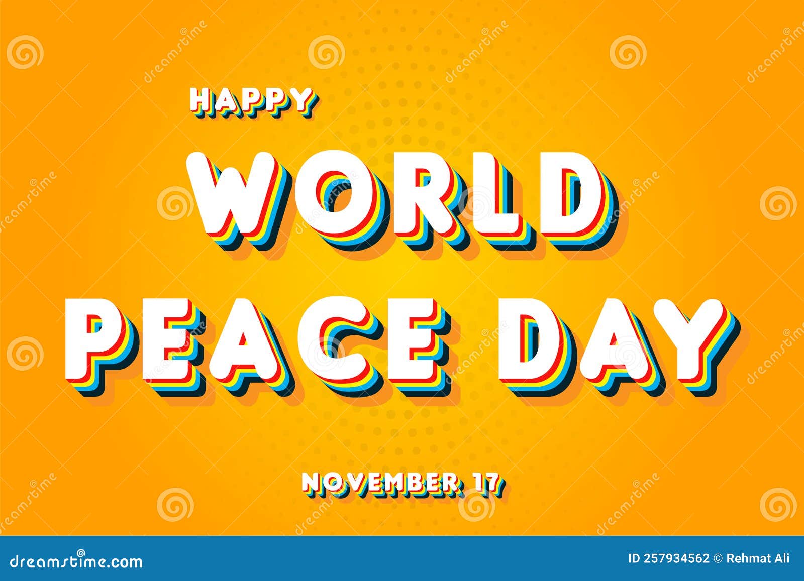 Happy World Peace Day, November 17. Calendar of November Retro Text ...