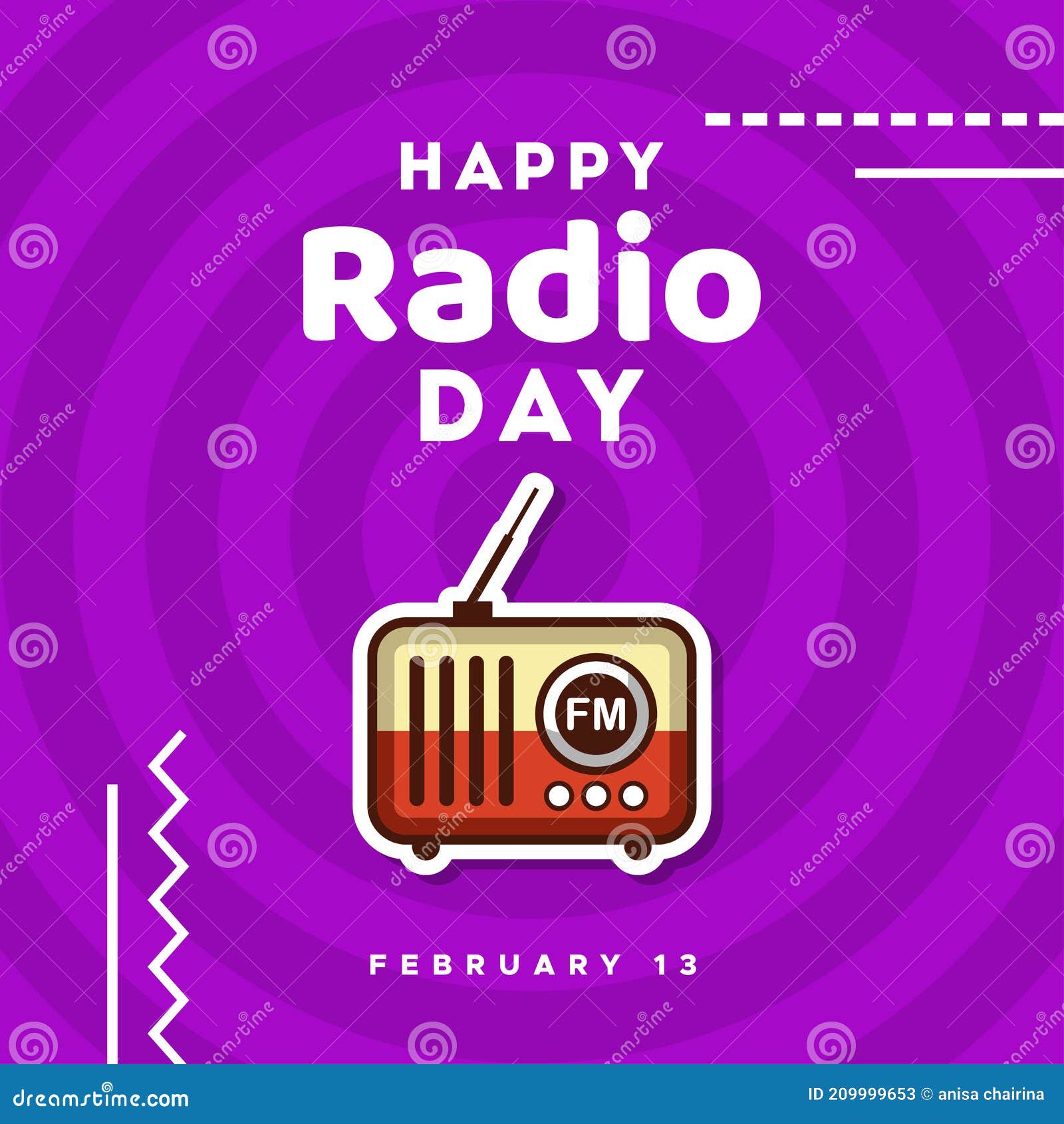 Happy World Radio Day Vector Design Template Background Stock Vector ...