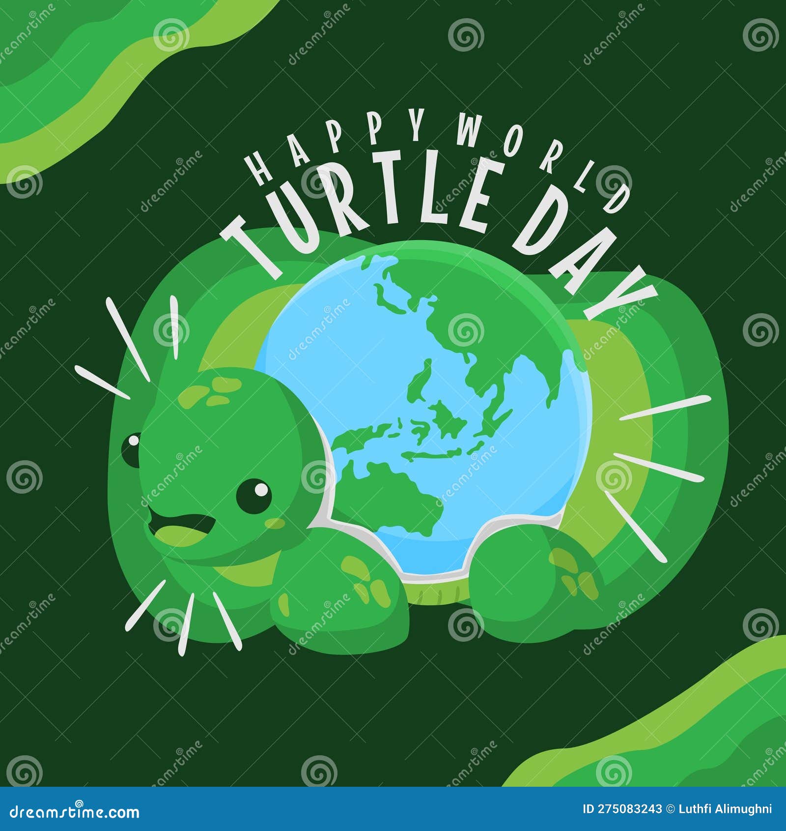 Happy World Turtle Day Poster Template Stock Vector - Illustration of ...