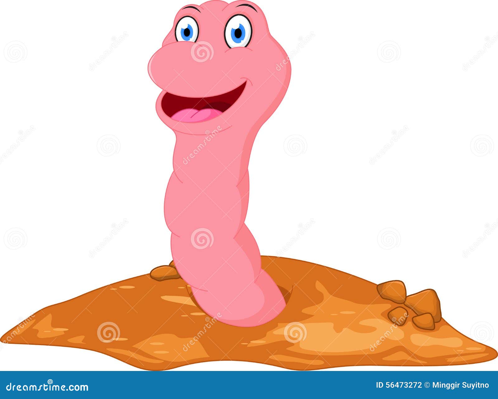 Happy Worm Coming Out Of A Hole In An Apple Cartoon Vector ...
