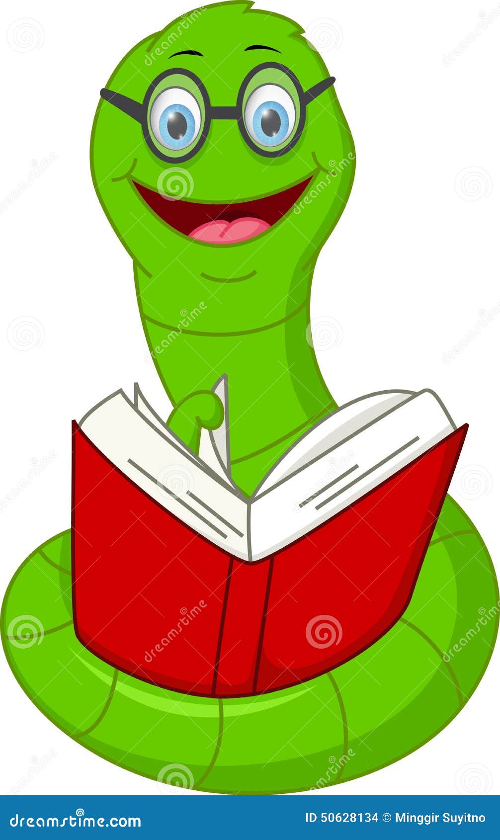 Happy Worm Cartoon Reading Book Stock Vector - Illustration of ...