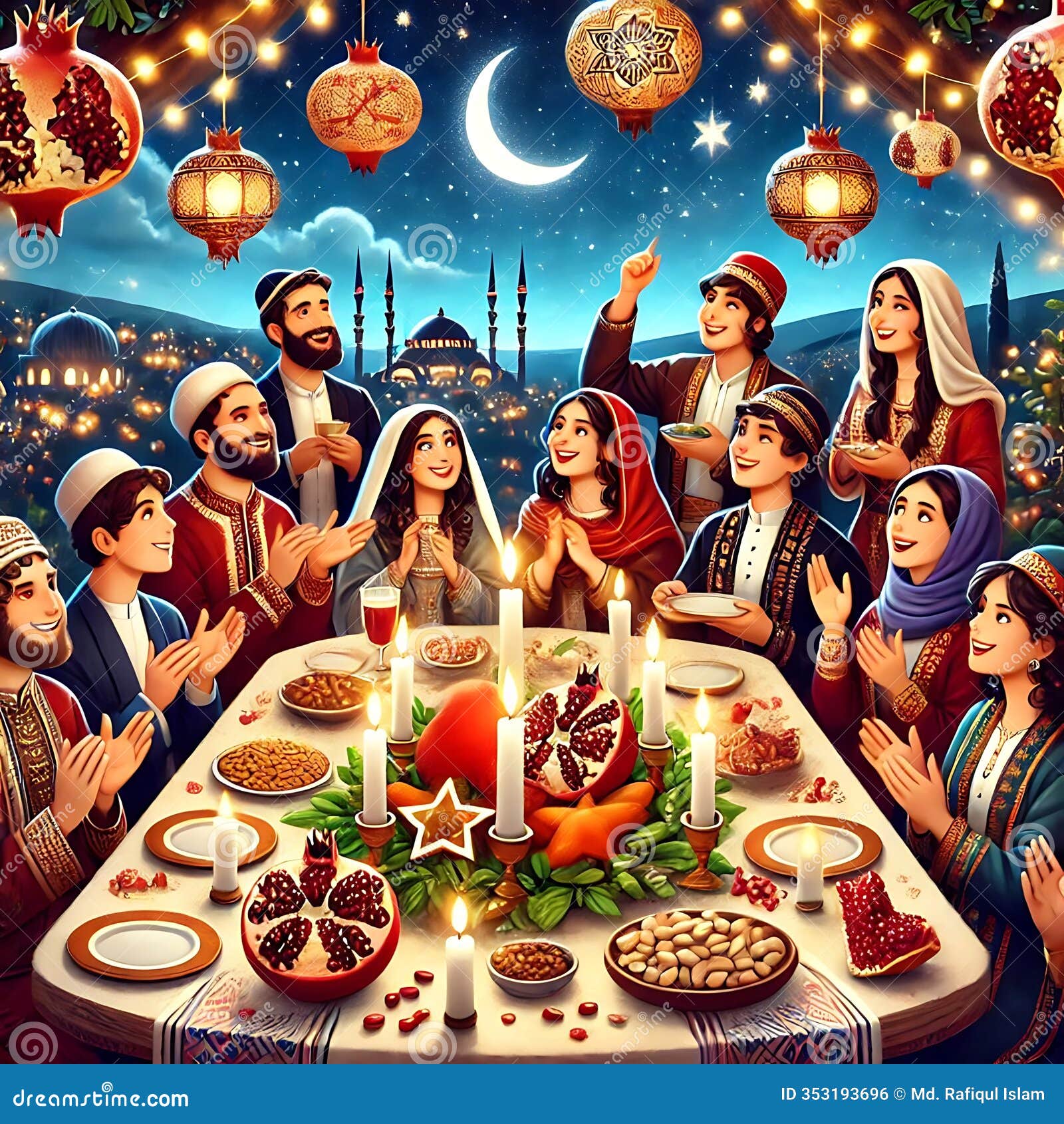 Happy Yalda Night Festival Colourful Greeting Card Illustration ...