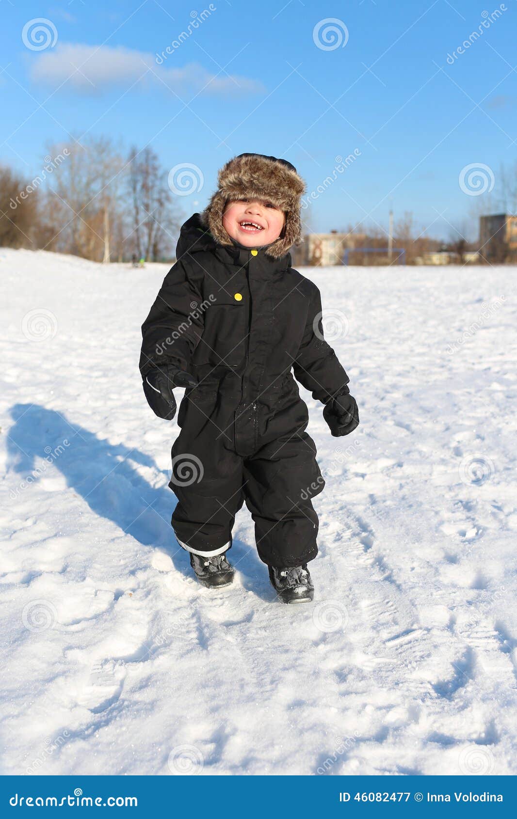 Happy 2 Year Toddler Walking in Winter Stock Image - Image of child ...