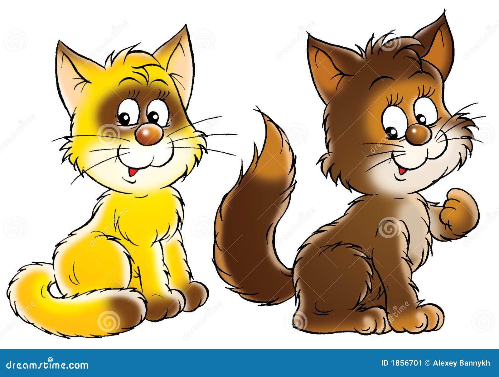 Happy Yellow and Brown Cats Stock Illustration - Illustration of ...