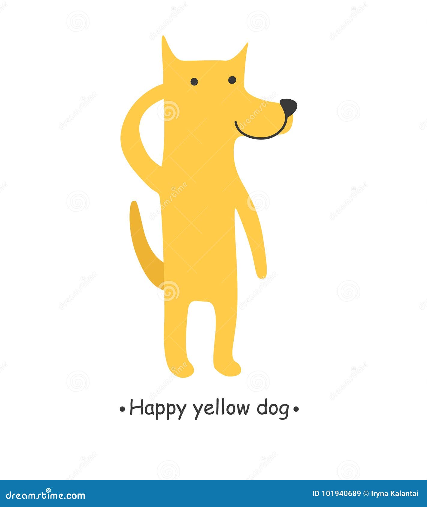 Happy Yellow Dog Cartoon. Flat Vector Illustration Stock Vector ...
