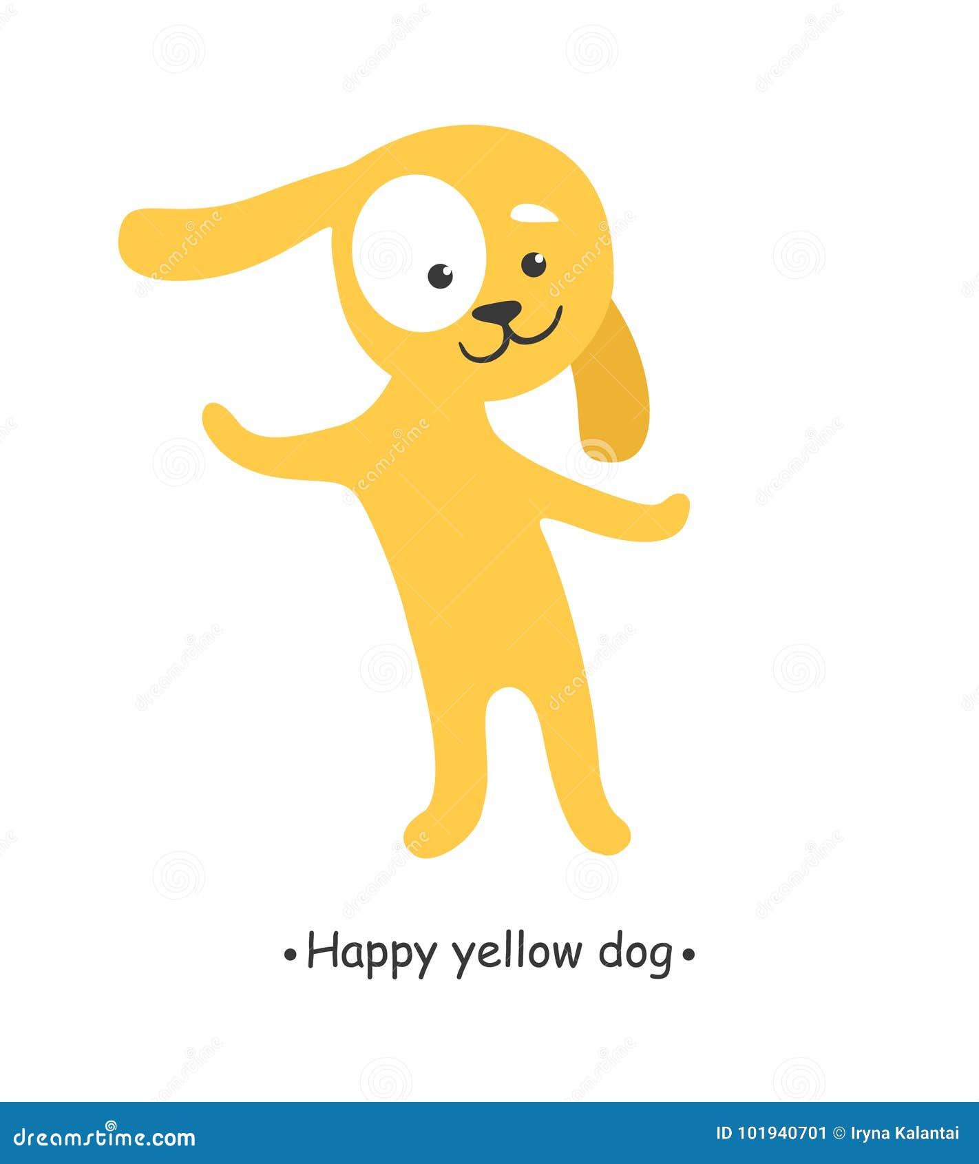 Happy Yellow Dog Cartoon. Flat Vector Illustration Stock Vector ...