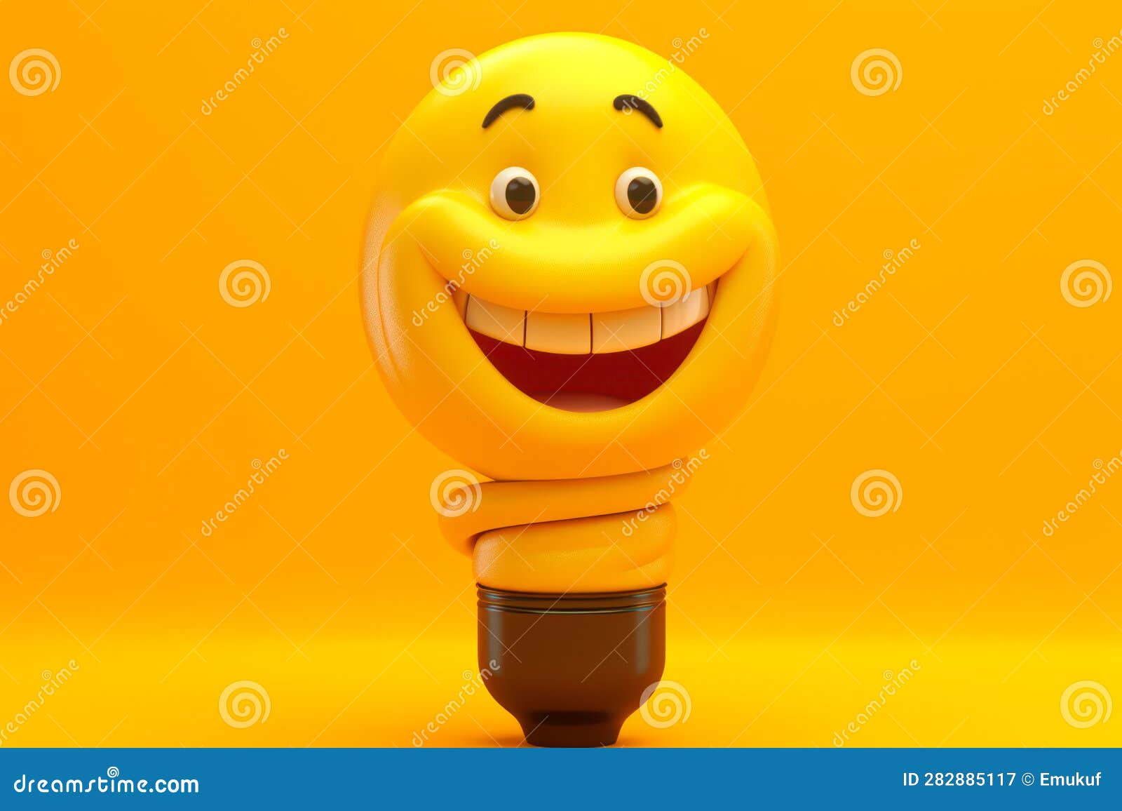 Happy Yellow Light Bulb Character Smile Generative Ai Stock ...