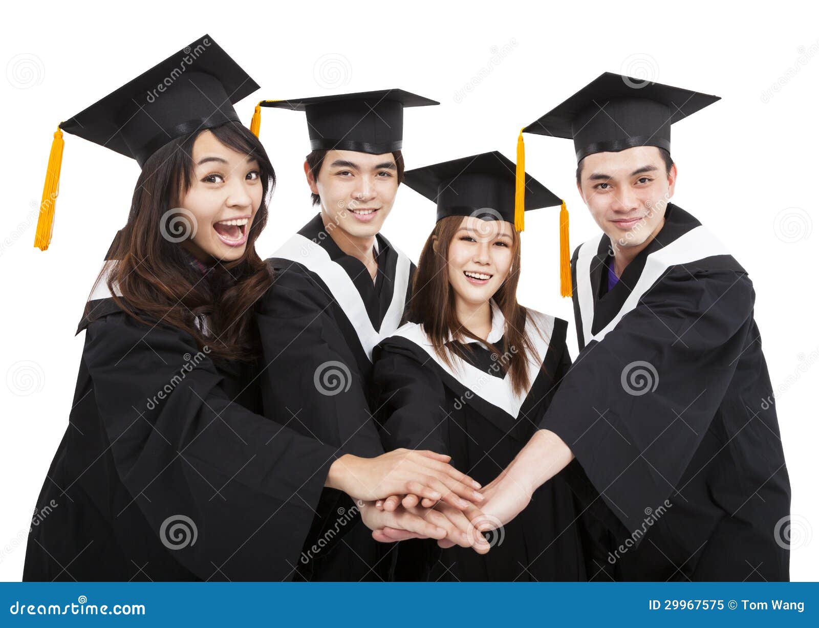 Young Graduate Students Group with Success Gesture Stock Image - Image ...