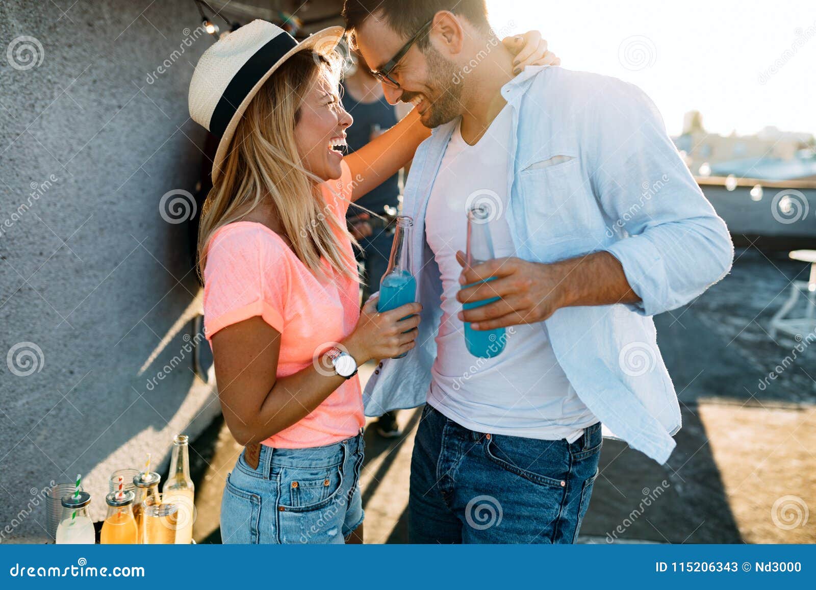 Happy Couple Having Fun Time at Party Stock Image - Image of outdoors ...