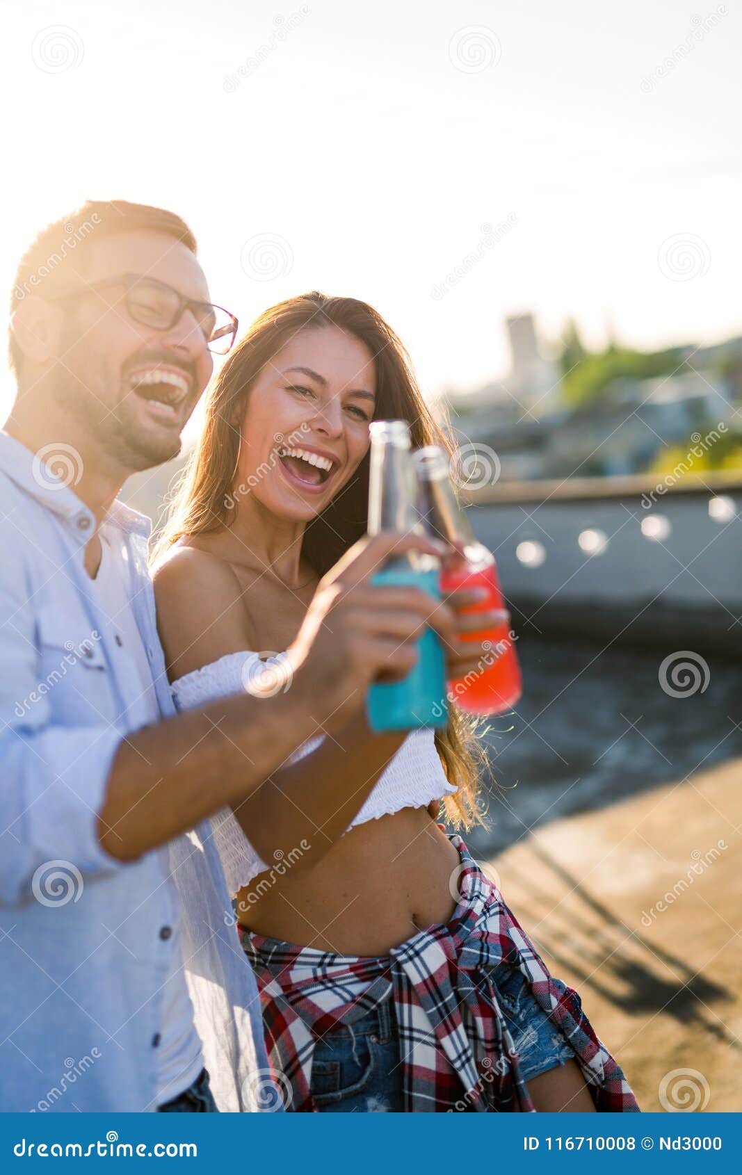 Happy Couple Having Fun Time at Party Stock Photo - Image of male ...