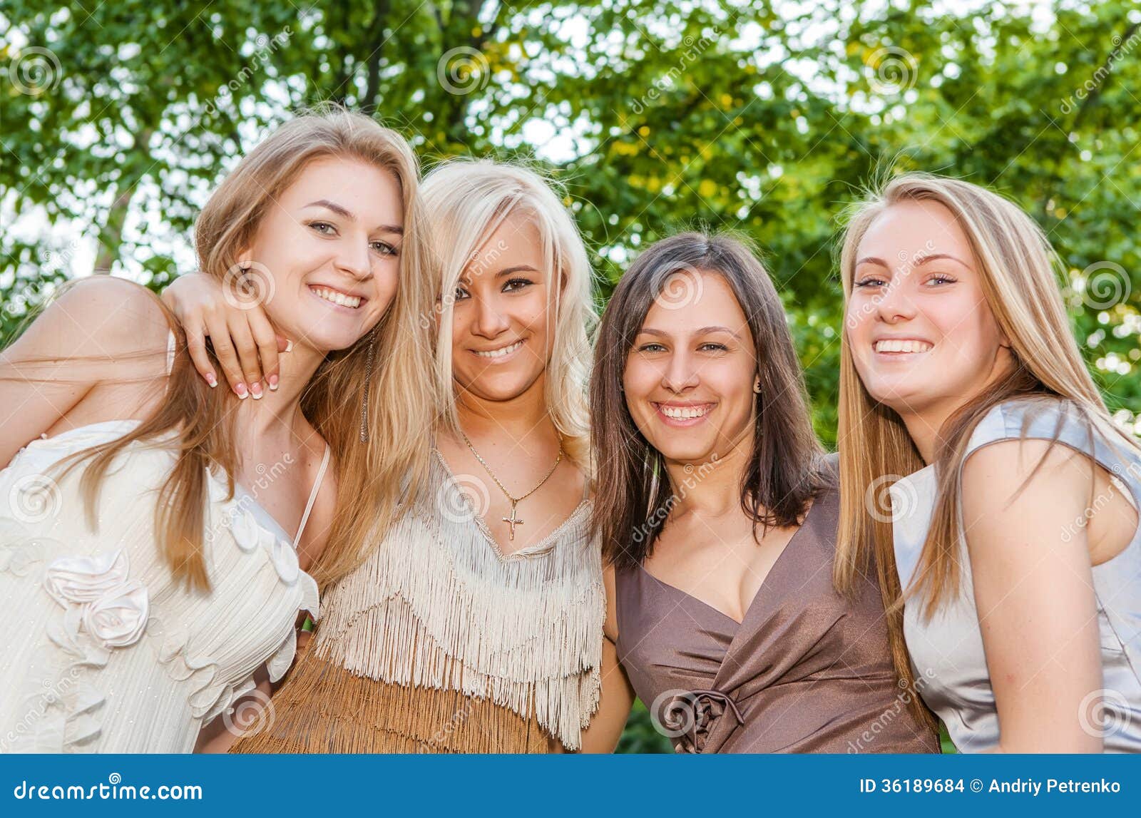 Happy Young and Attractive Girlfriends Stock Photo - Image of outside ...