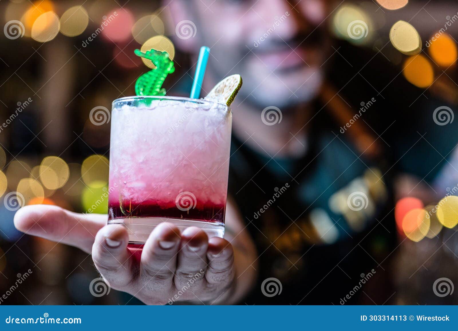 Happy Young Barmen Holding a Refreshing Beverage Stock Image - Image of ...