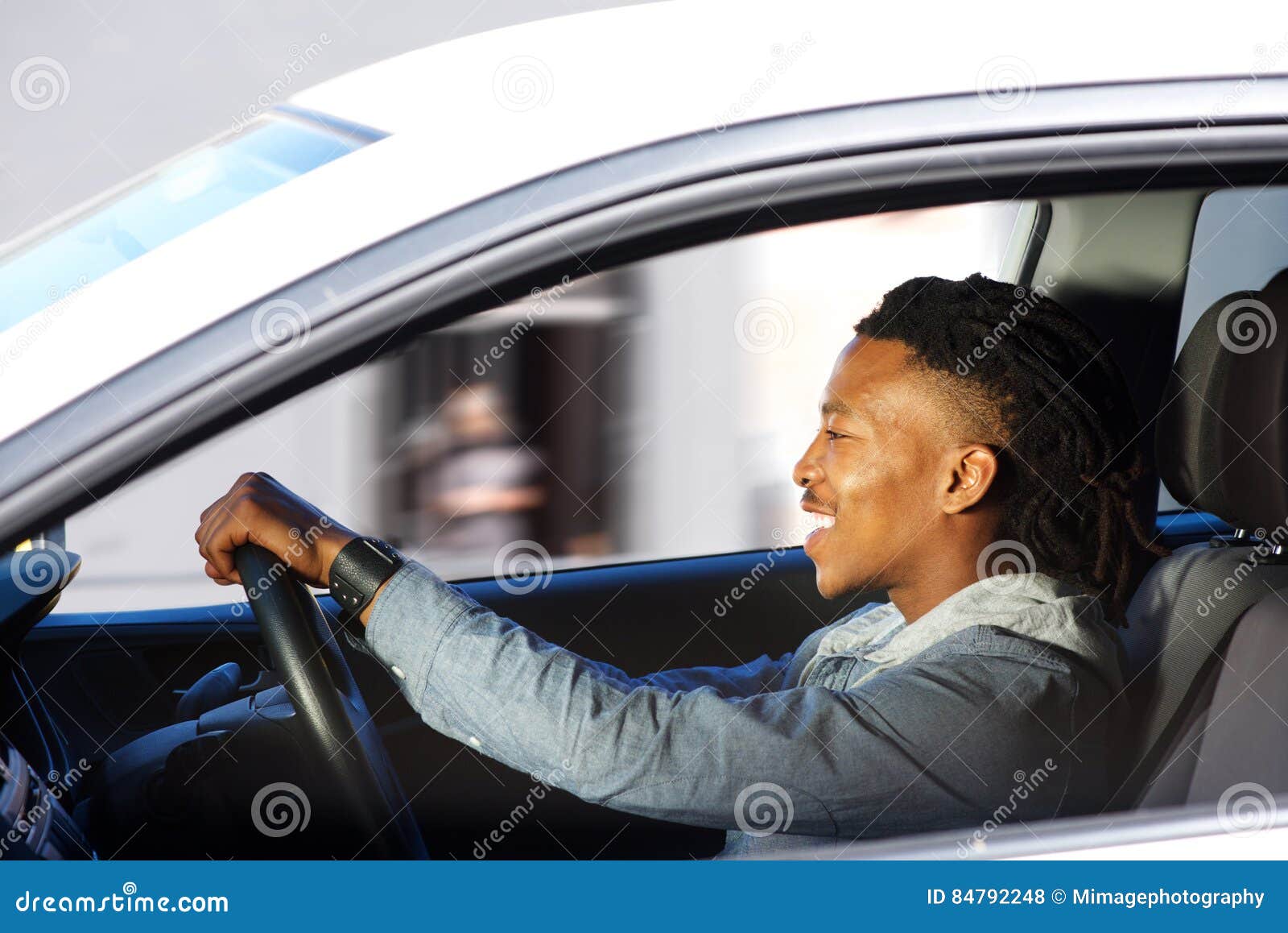 Happy Young Black Man Driving Car Stock Photo - Image of lifestyle ...