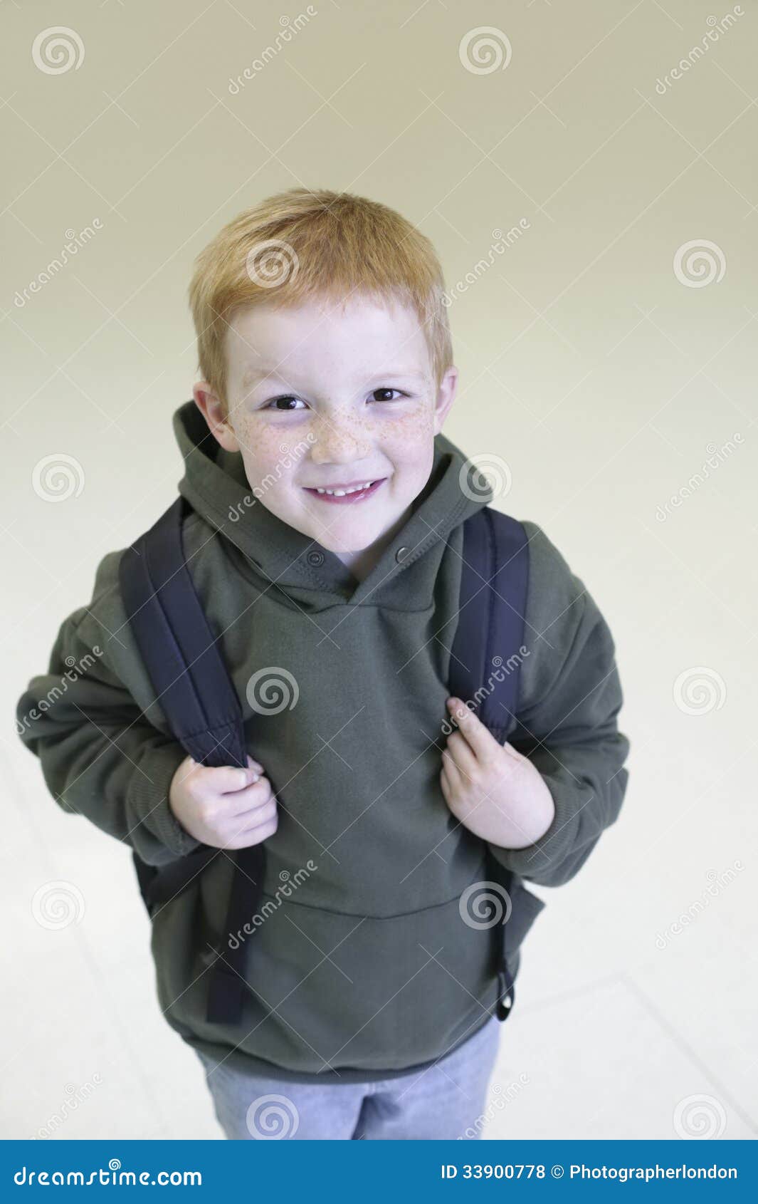 Happy Young Boy with Backpack Stock Photo - Image of schoolbag ...