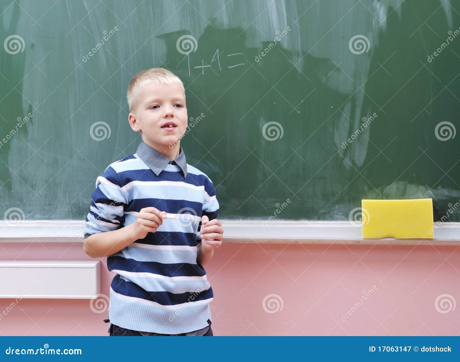 Happy Young Boy at First Grade Math Classes Stock Image - Image of ...