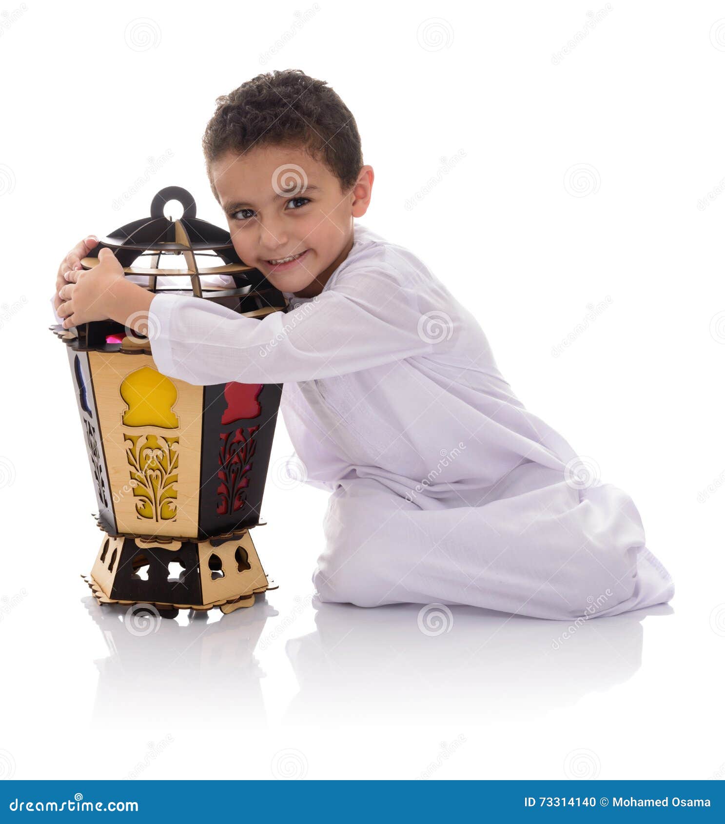 Happy Young Boy Hugging Ramadan Lantern Stock Photo - Image of fanous ...